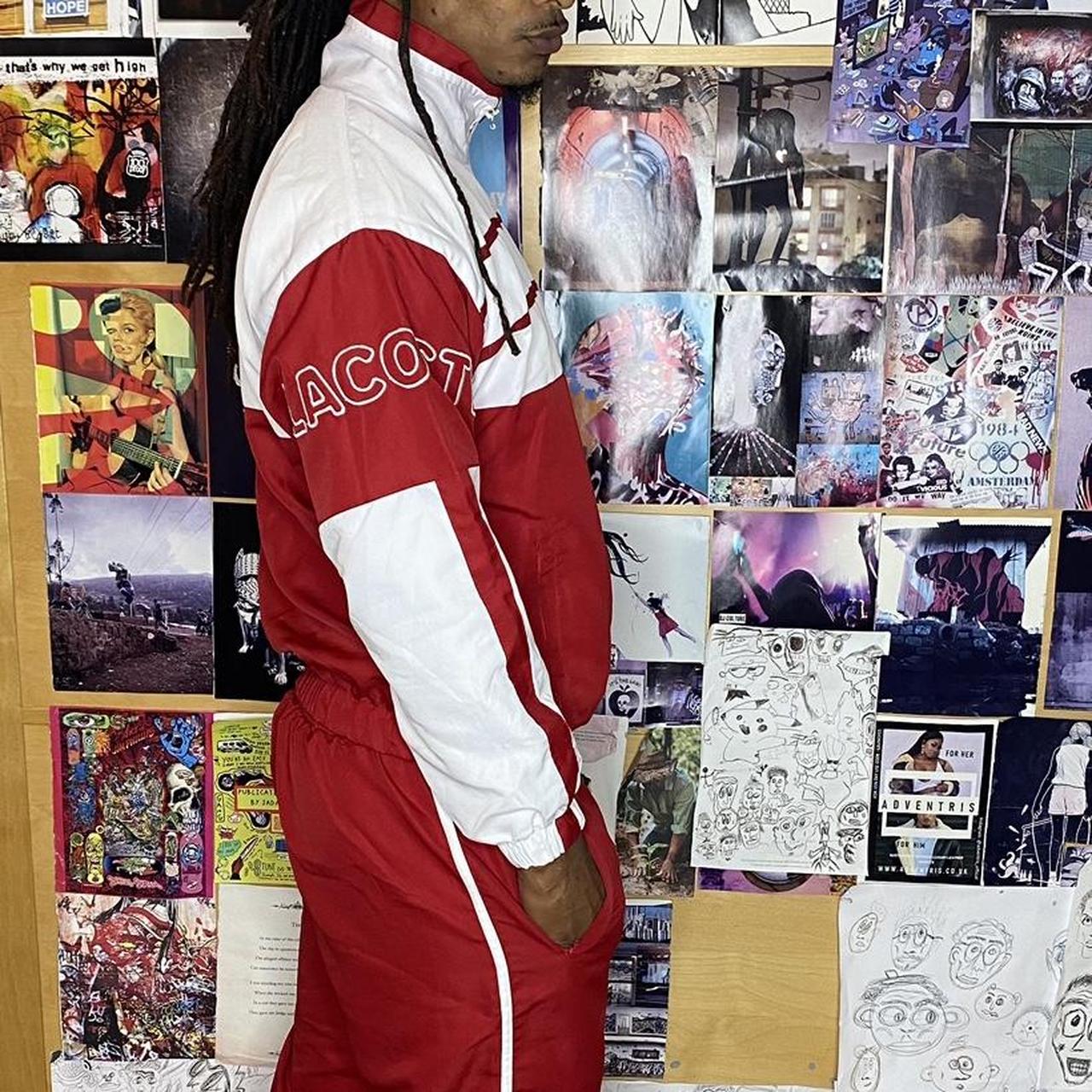 Lacoste Tracksuit Red and white shell suit with... - Depop