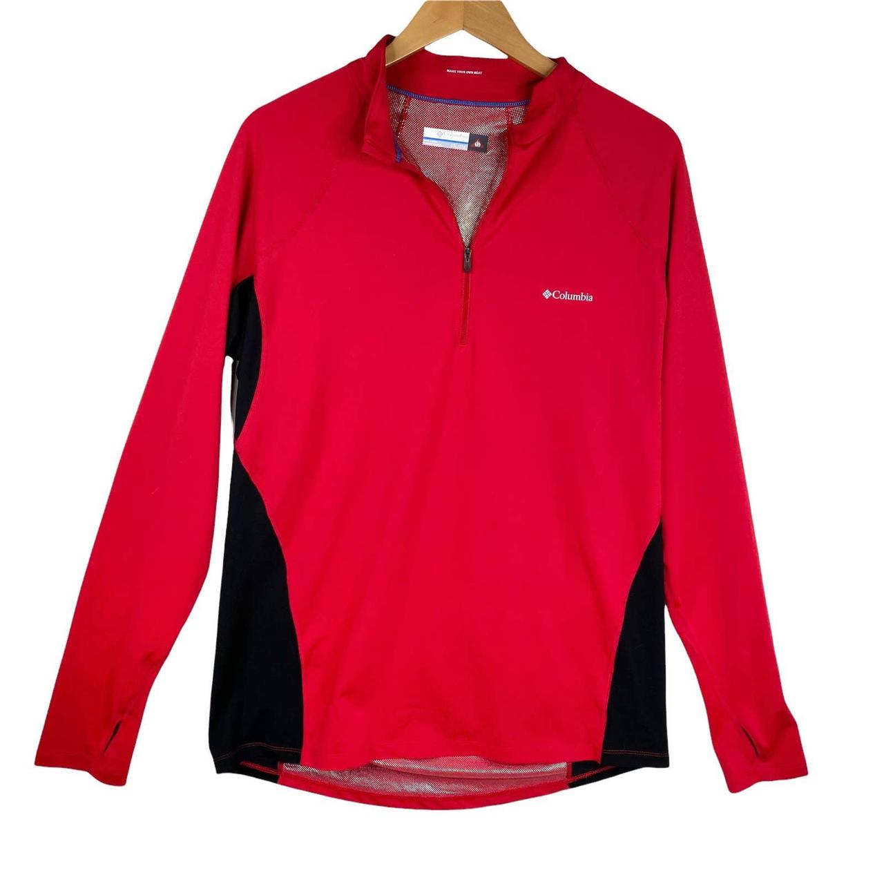 Columbia Red Omni-Heat Baselayer Midweight 1/2-Zip... - Depop