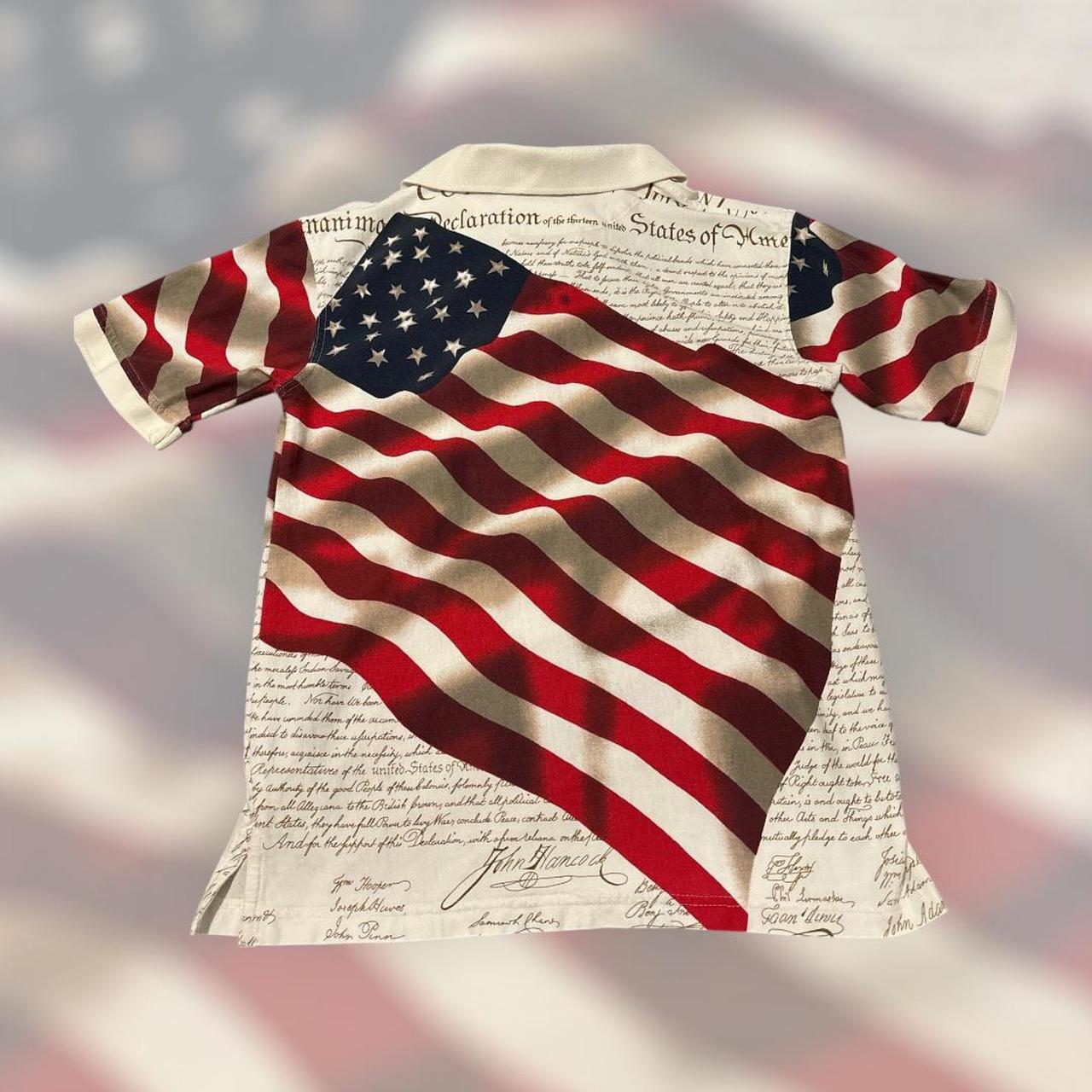 Affliction American Flag Polo Tee size S Pit to... - Depop