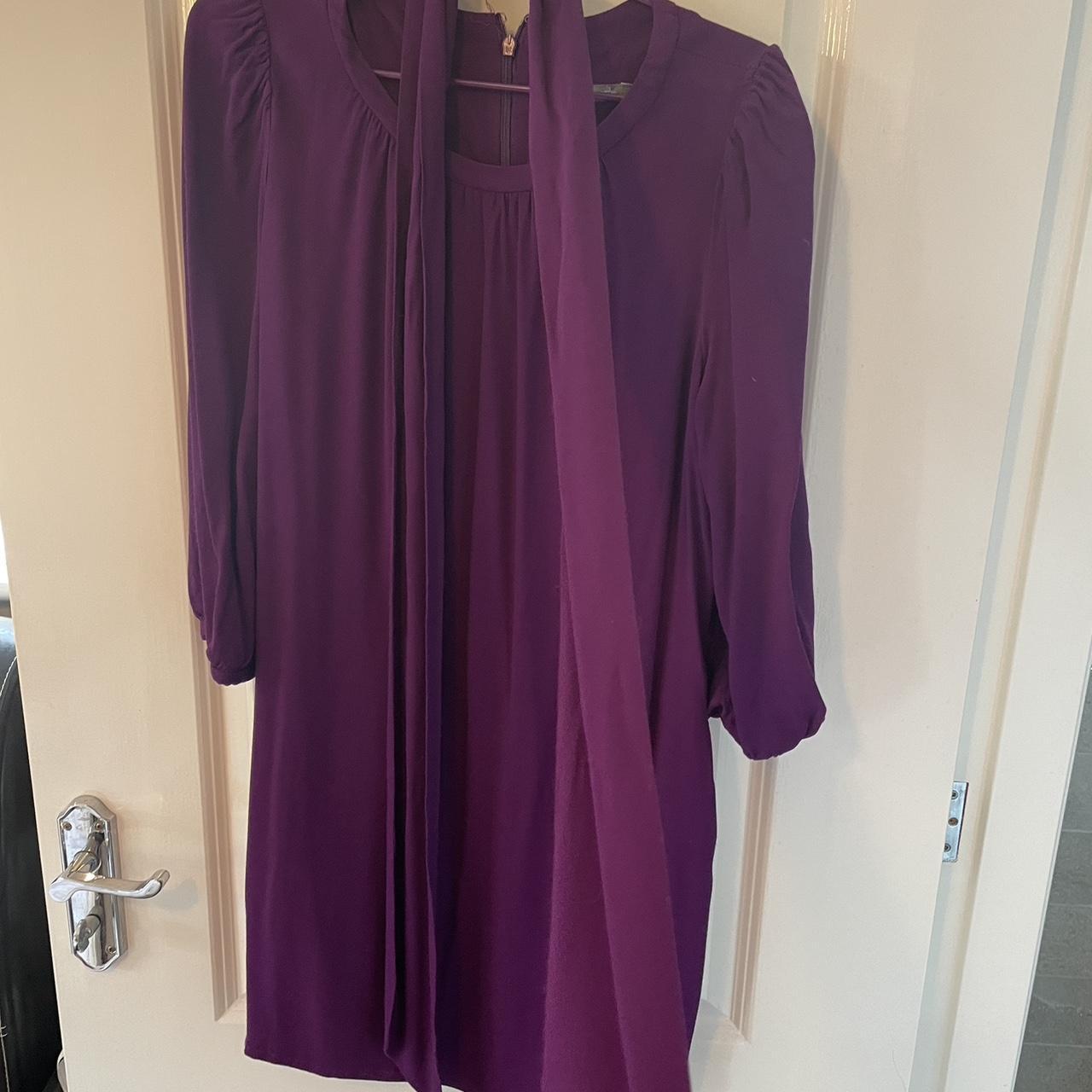 Gorgeous deep purple mini dress with tie - can use... - Depop