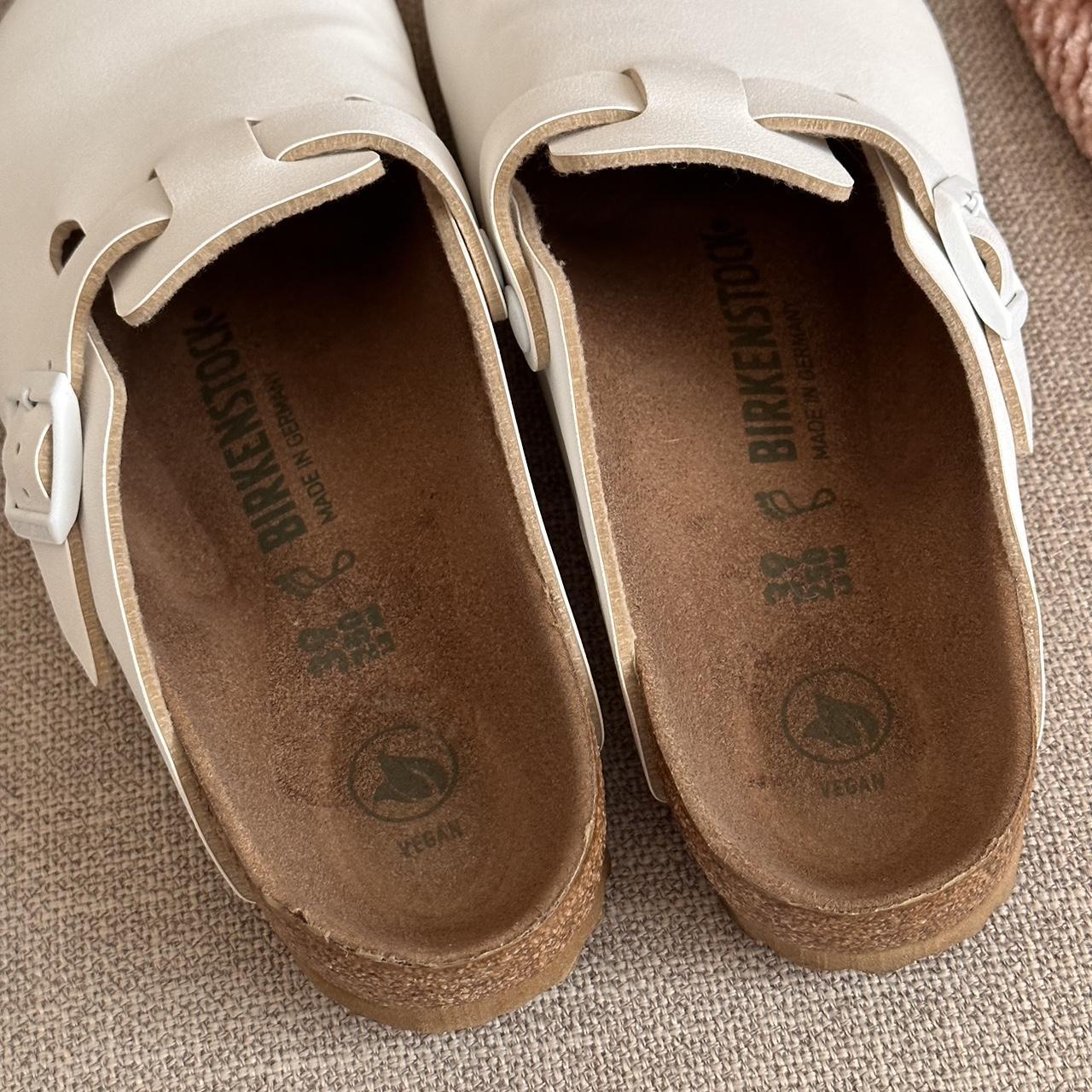 Birkenstock Boston Leather White Clogs Size 39 (8... - Depop