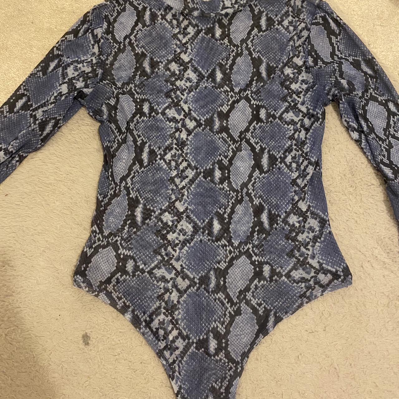 new look mesh snake skin body suit barely worn... - Depop