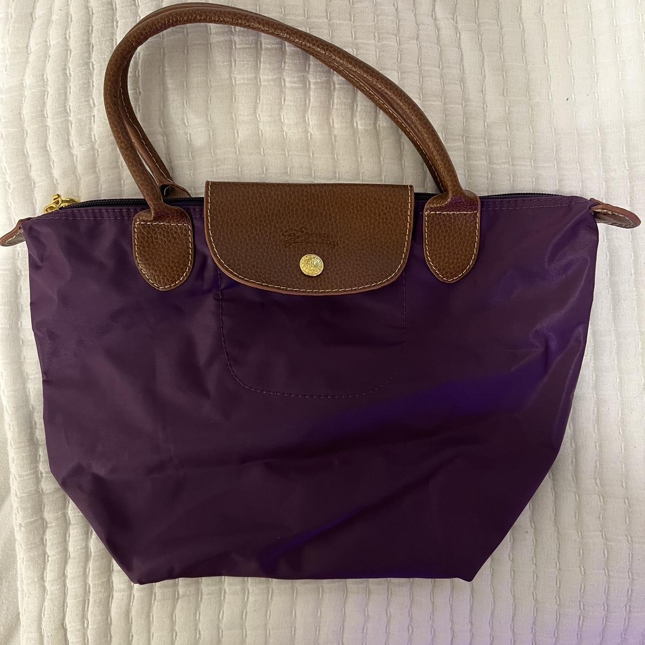 Longchamp Women's Purple and Brown Bag | Depop