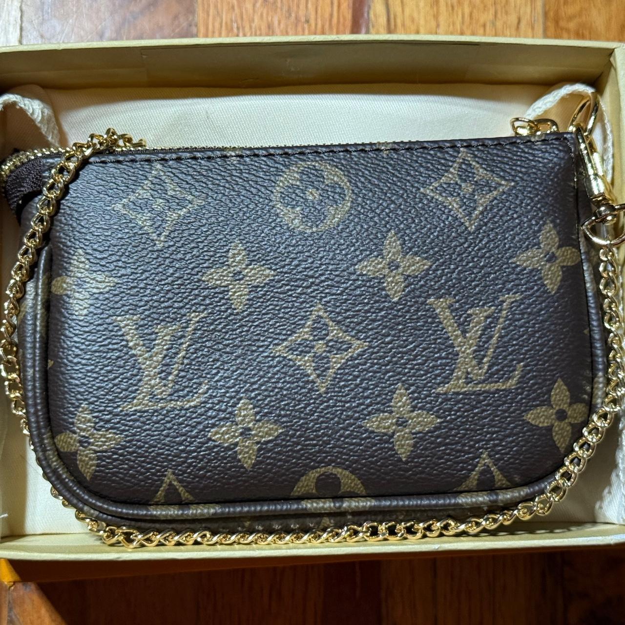 Black and gold lv designer chain bag High quality +... | Depop