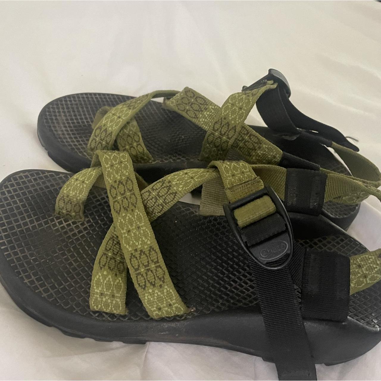 CHACOS green and black sandals size: W7 listed... - Depop