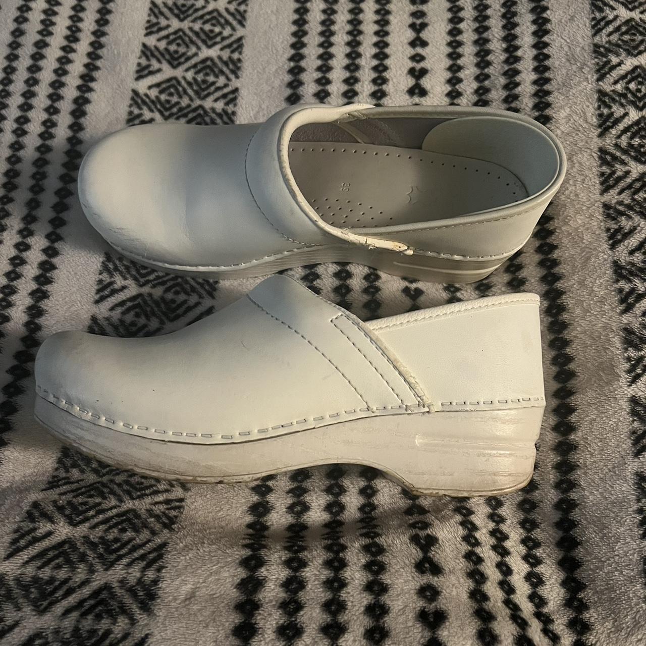 Dansko Women's White and Cream Clogs | Depop