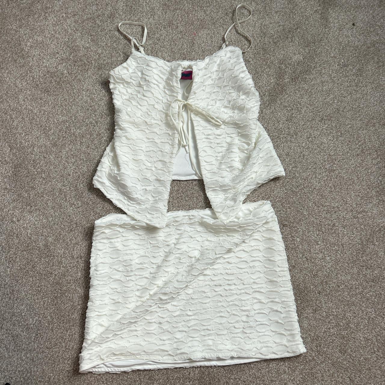 Edikted Cream summer set - mini skirt and top Worn... - Depop