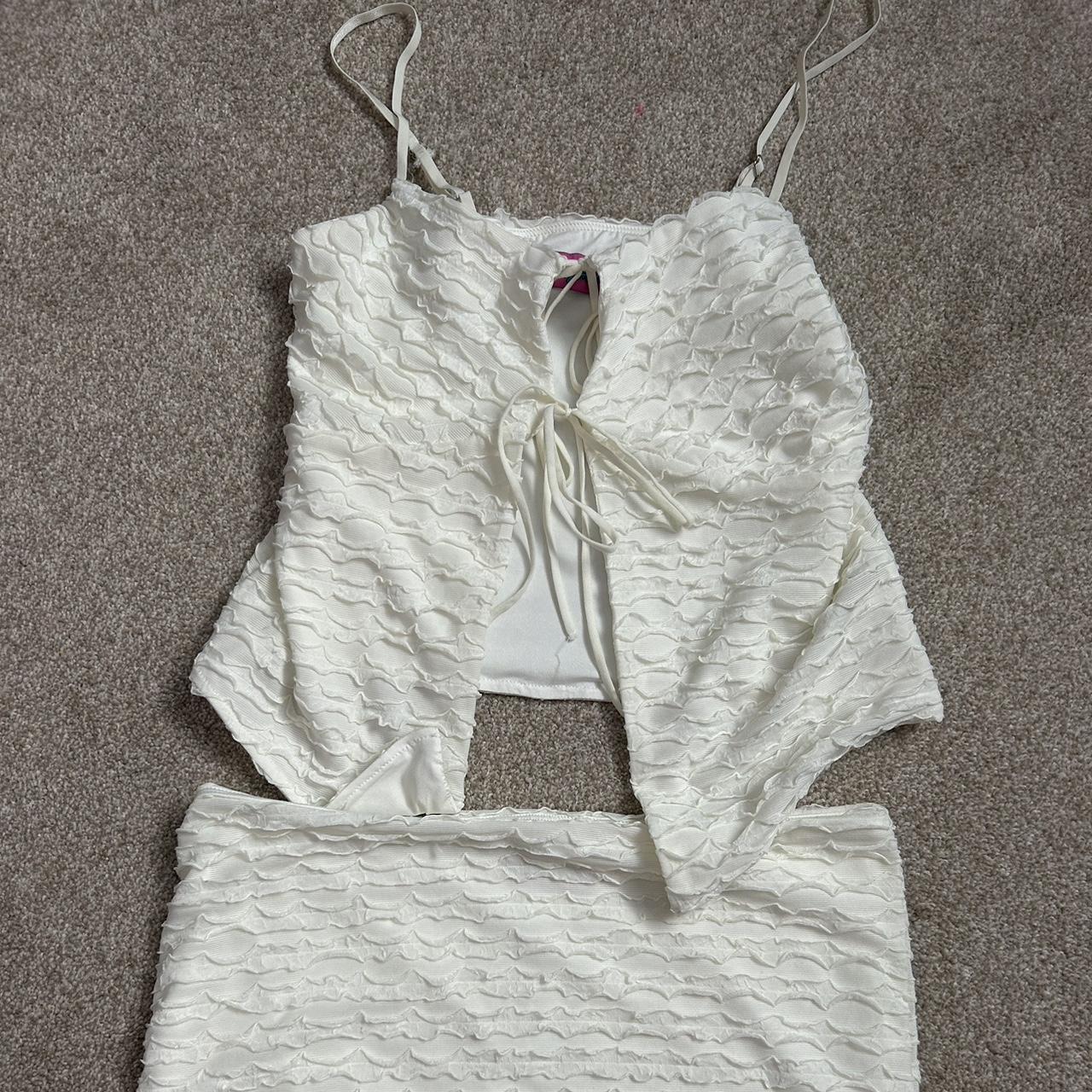 Edikted Cream summer set - mini skirt and top Worn... - Depop