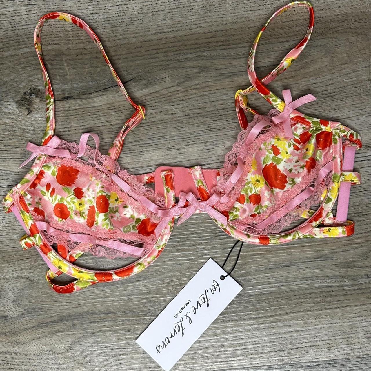 Multicolor Floral Bra by For Love and Lemons Allover... - Depop