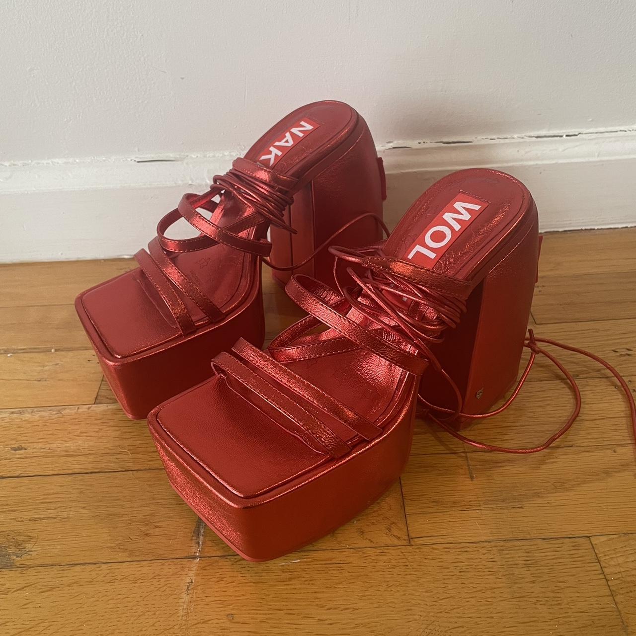 Naked Wolfe Josie Red Sandals Brand New #nakedwolfe... - Depop