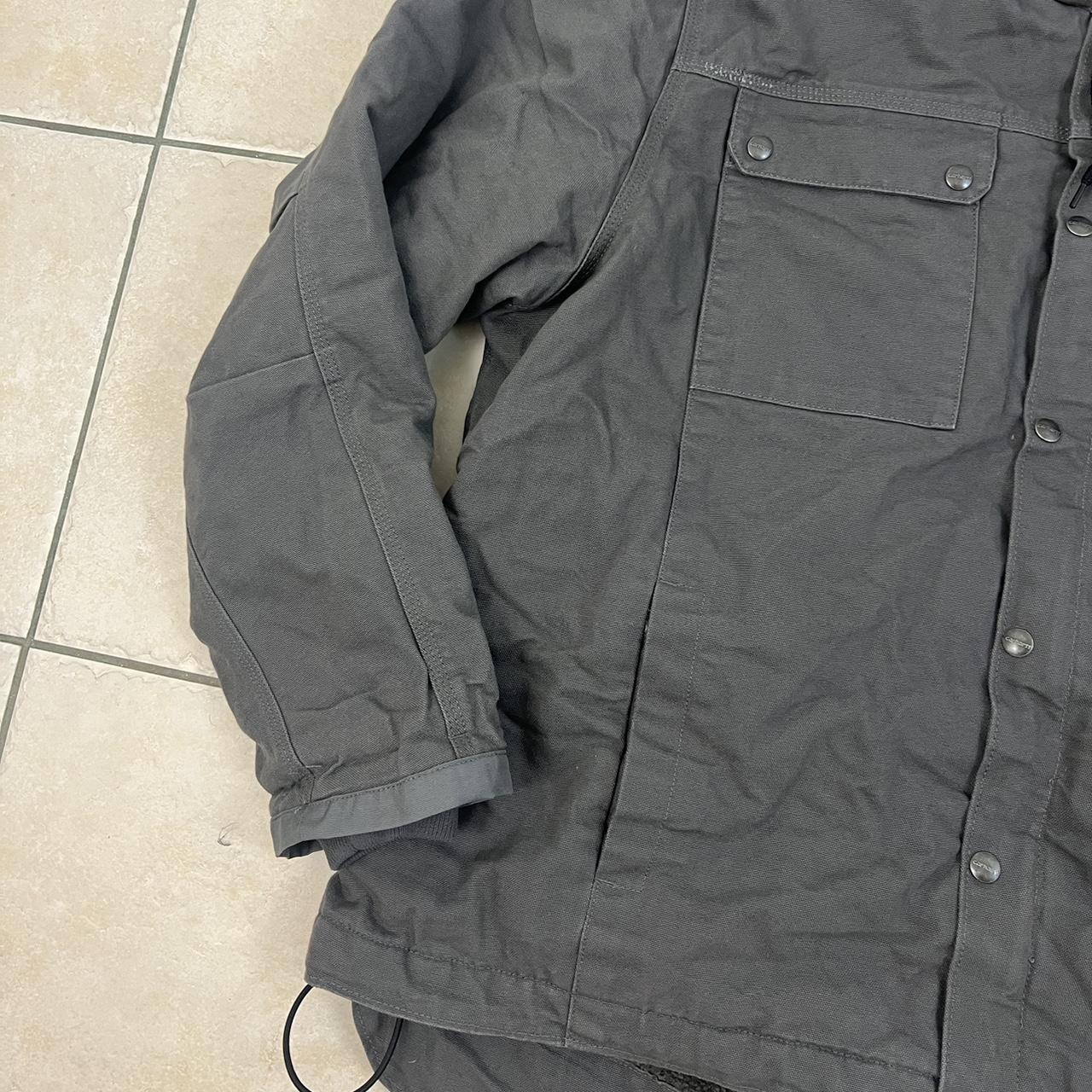 Carhartt Bartlett Workwear Jacket Grey Hooded Sherpa... - Depop