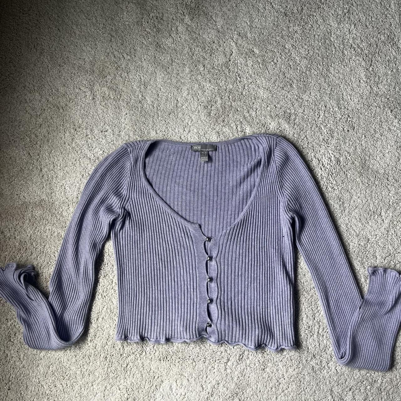 Purple cropped cardigan, button up detail. ASOS... - Depop