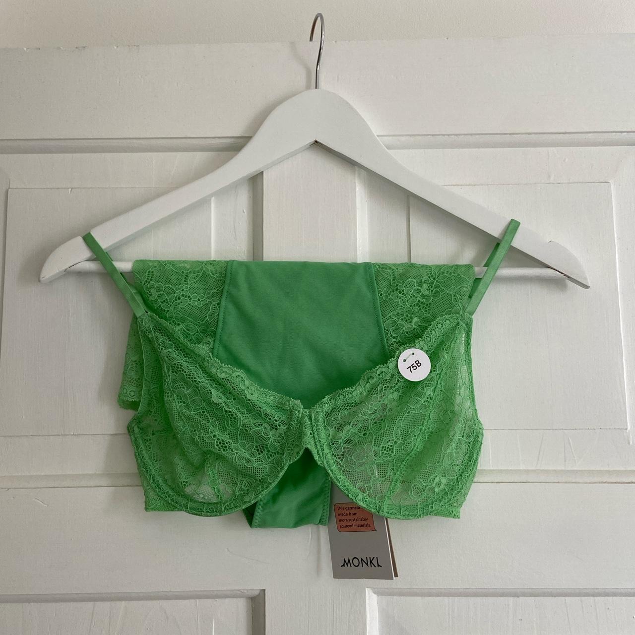 MONKI green matching underwear set. Bra is 75B and... - Depop