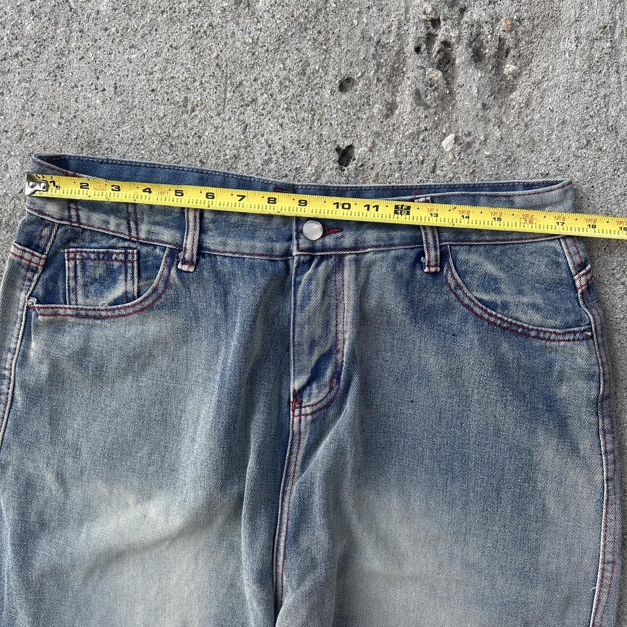 y2k Affliction Style Skull Embroidered Baggy Wide... | Depop