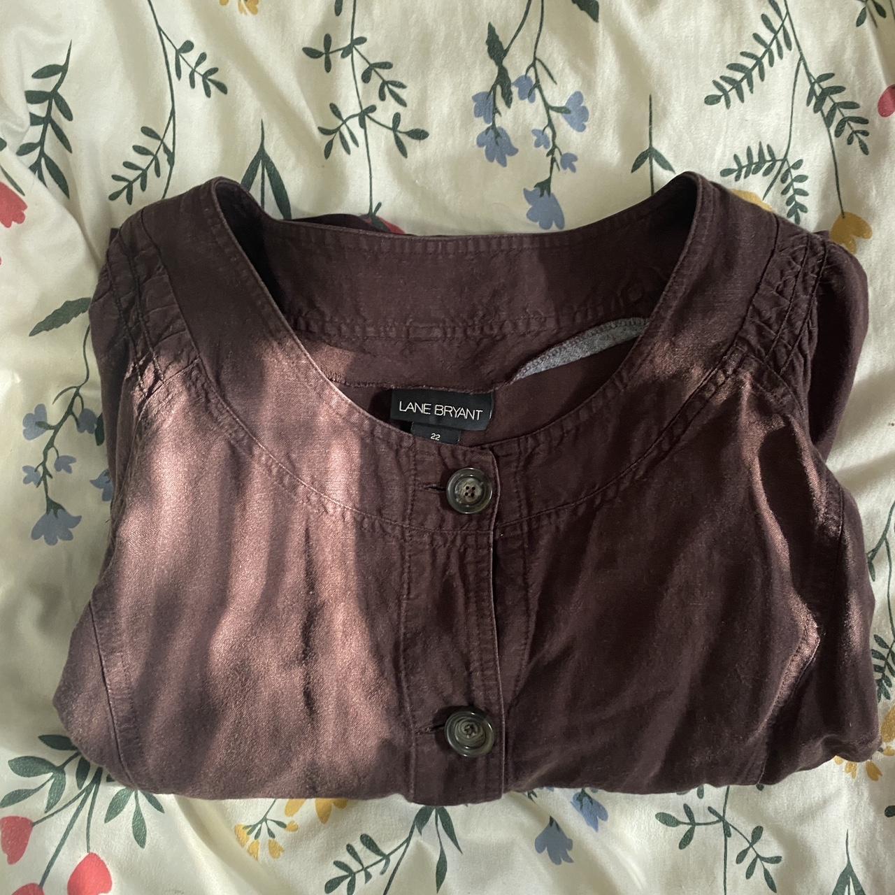 Brown button-up blouse with a relaxed fit #indie #twee | Depop