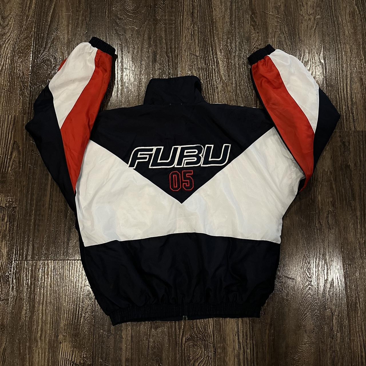 FUBU Men's Red and Navy Jacket | Depop