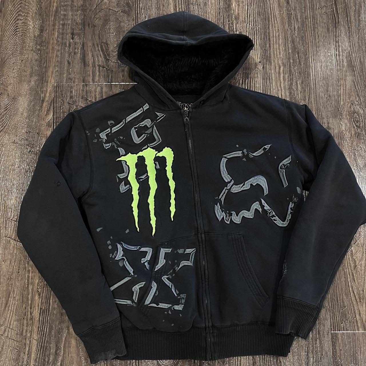 Y2k Fur Monster and Fox Racing Hoodie #y2k #monster... - Depop