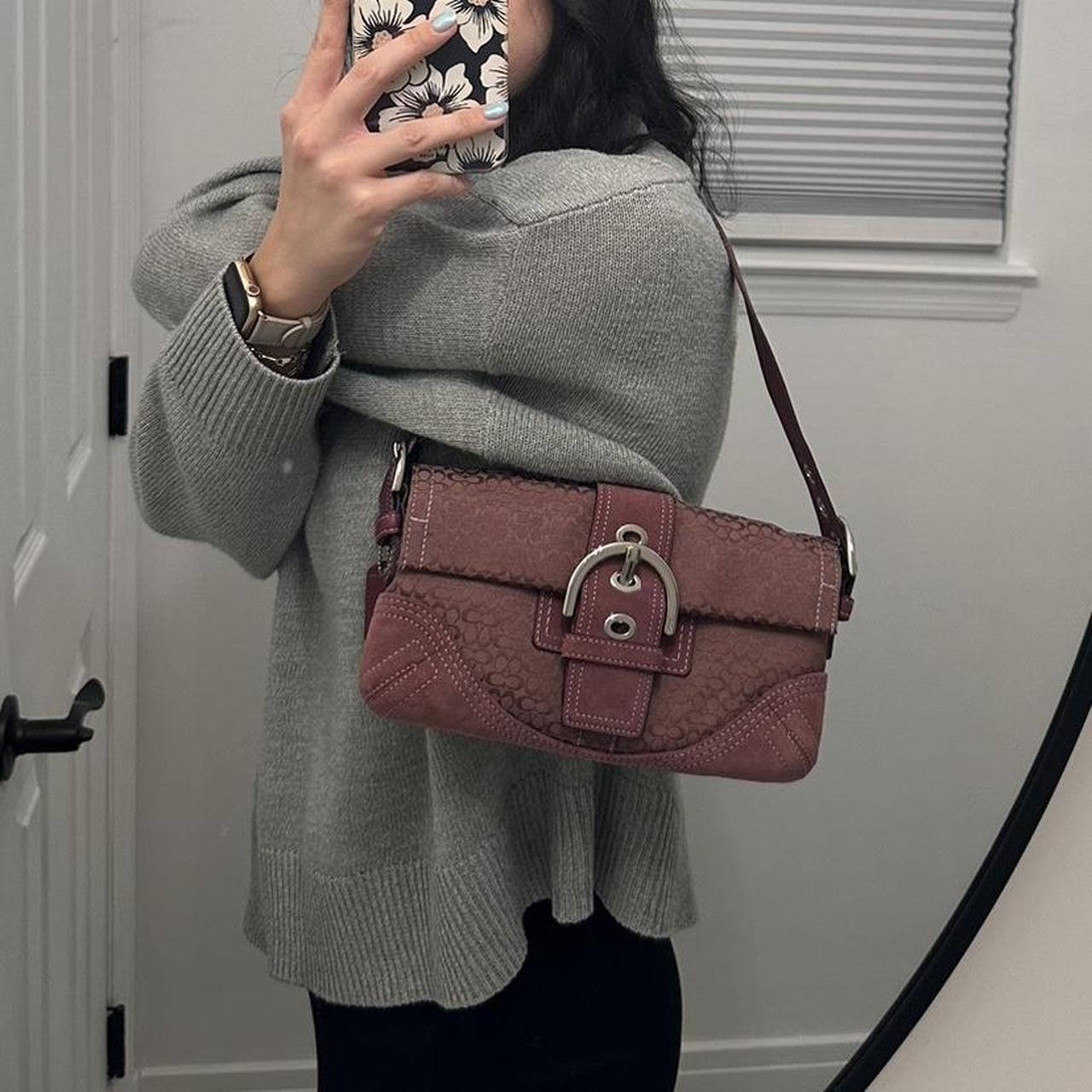 Rare Coach Soho Baguette Bag in Pink with Suede and... - Depop