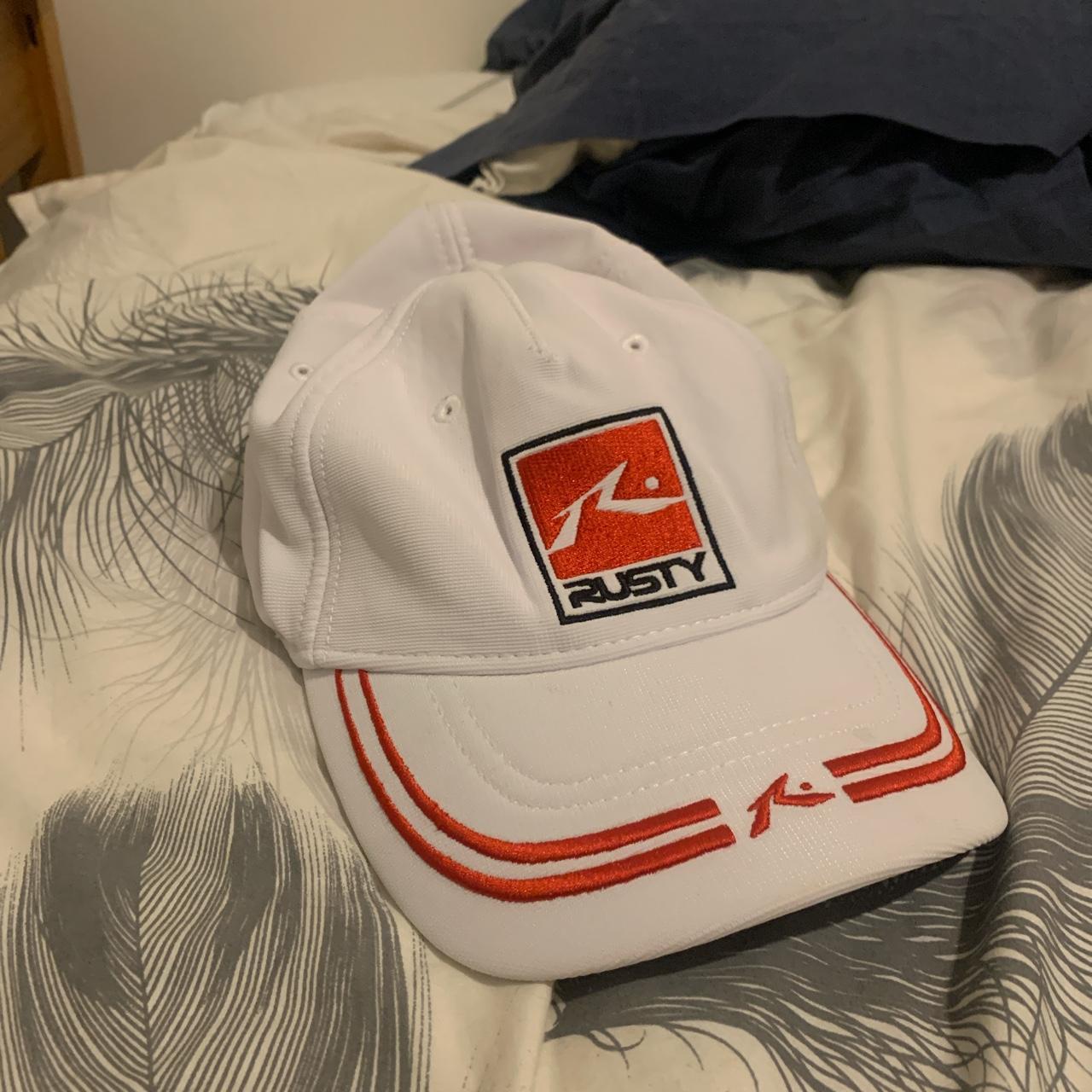 Vintage Retro y2k Rusty Cap Hat White OS fits... - Depop