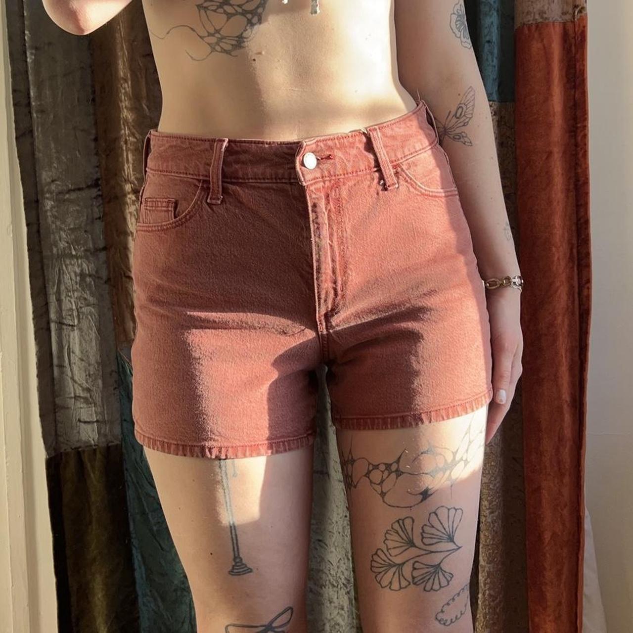 burnt orange / red high waisted shorts very comfy... | Depop