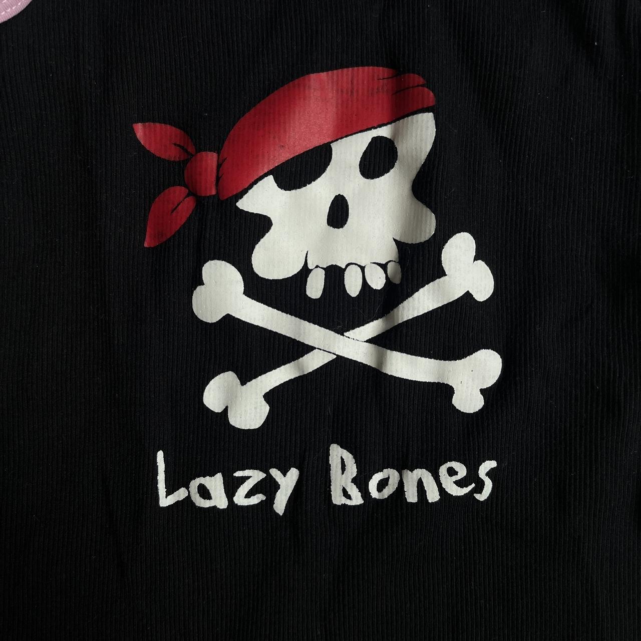 Vintage “lazy bones” skull tank top with pink... - Depop