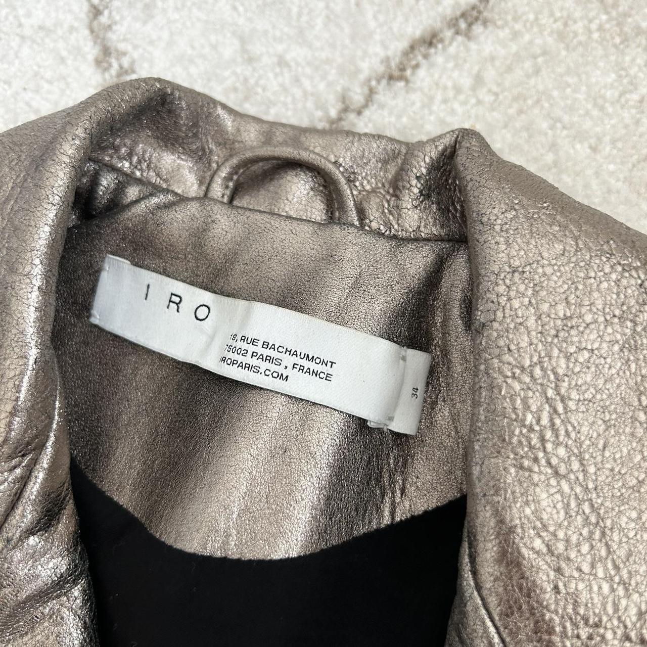 Iro Metallic Leather Biker Jacket in size 34 (fits... - Depop