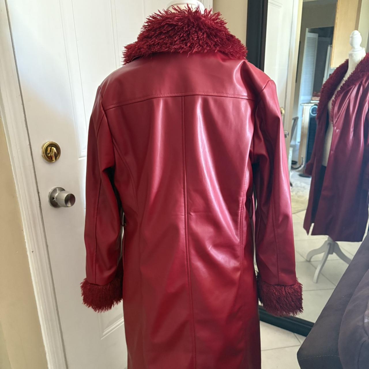 red femme fatale leather fur coat brand is... | Depop