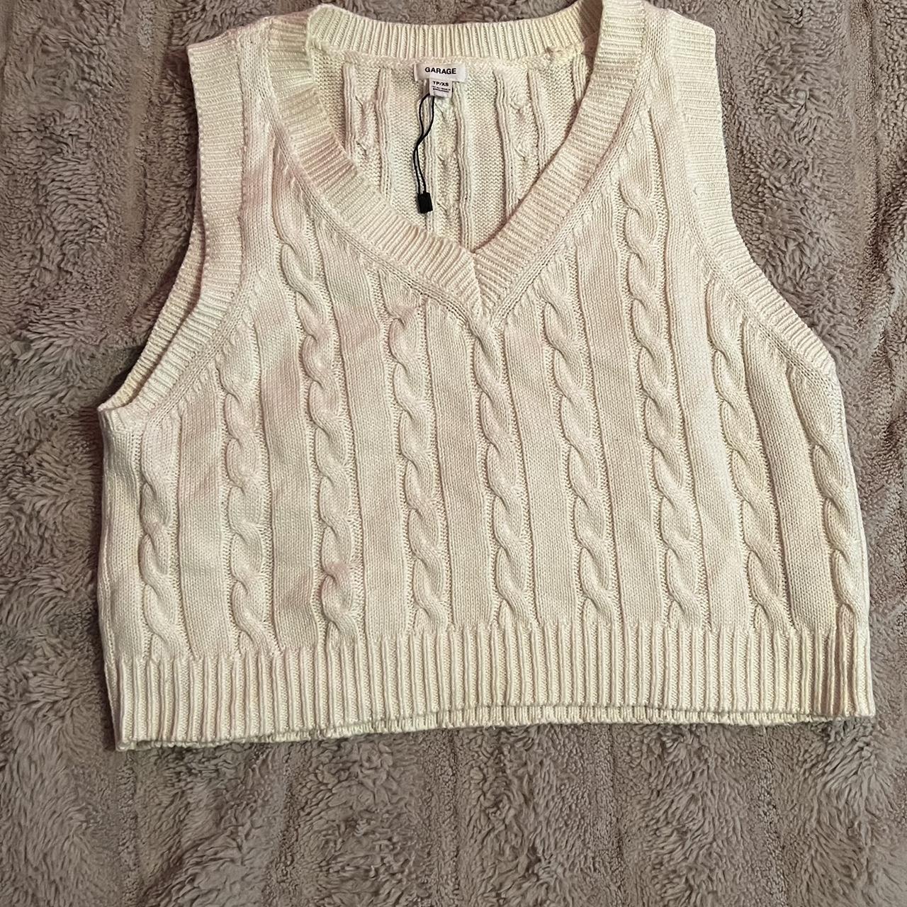 Cute cream colored, cropped sweater vest, size... - Depop