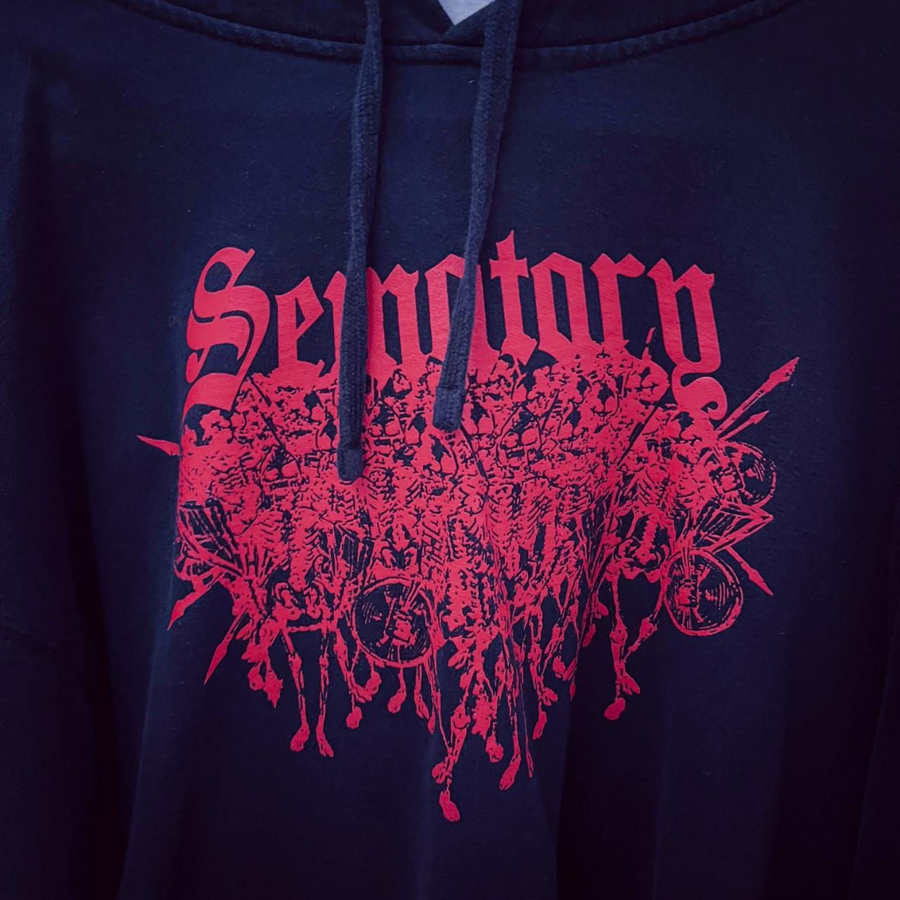 sematary haunted mound red skellingtons hoodie size... - Depop