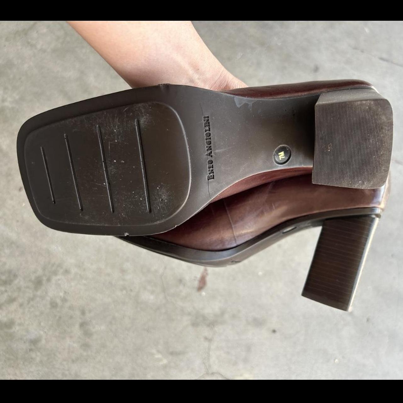 square foot brown chunky heels 🤎 nick on front... - Depop