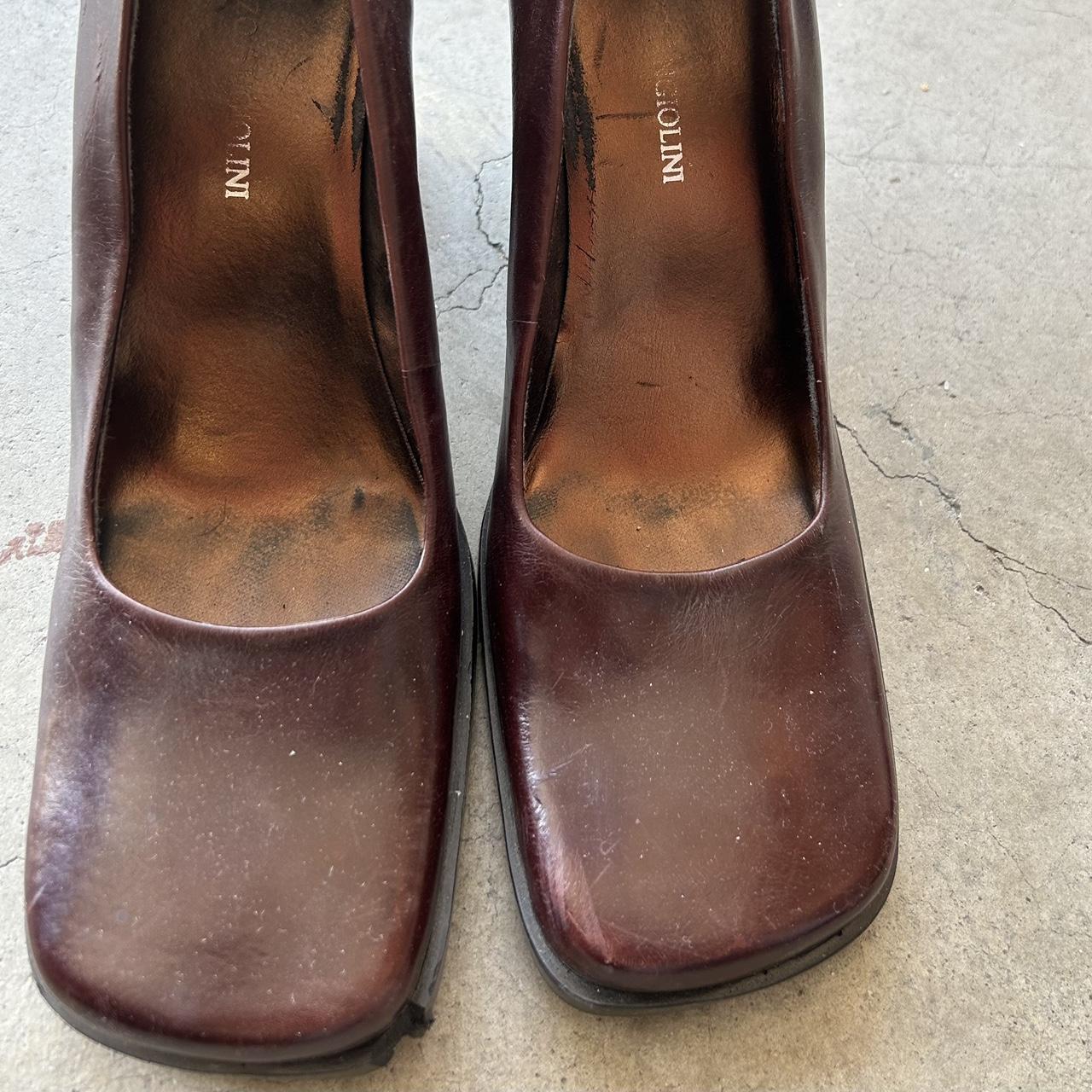 square foot brown chunky heels 🤎 nick on front... - Depop