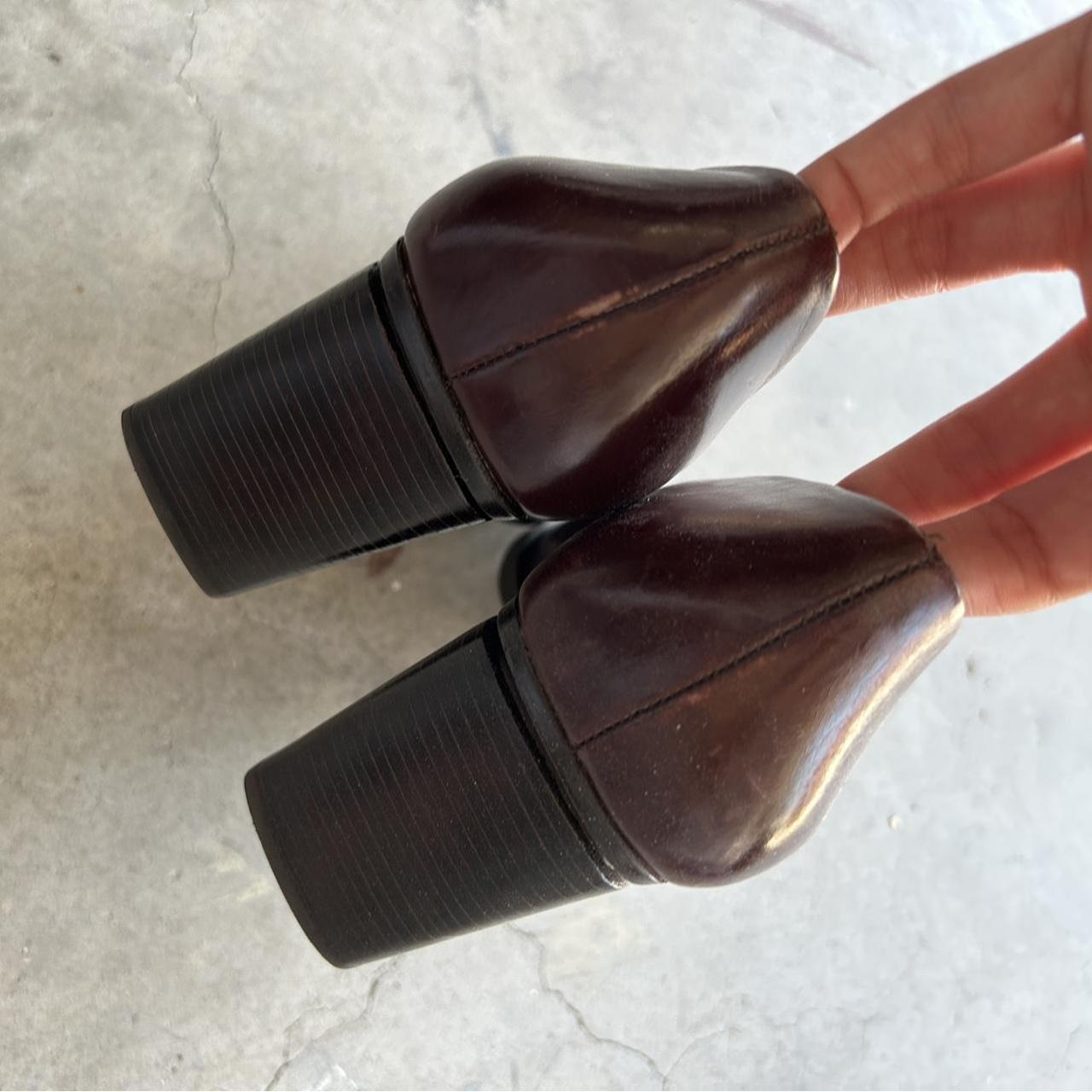 square foot brown chunky heels 🤎 nick on front... - Depop