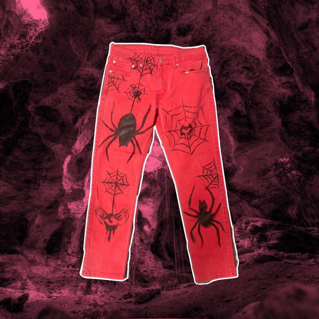 LEVIS SPIDER CUSTOM PAINTED JEANS #spider... - Depop