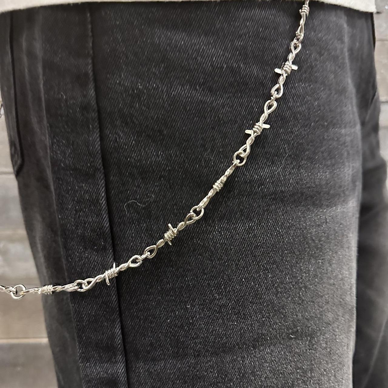 y2k style metal barb wire grunge wallet chain... - Depop