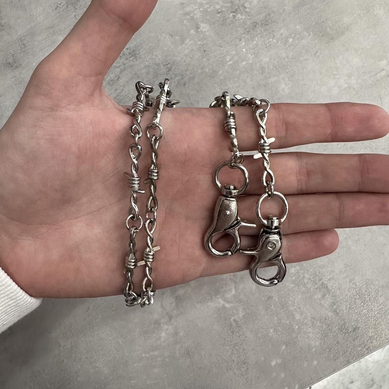 y2k style metal barb wire grunge wallet chain... - Depop