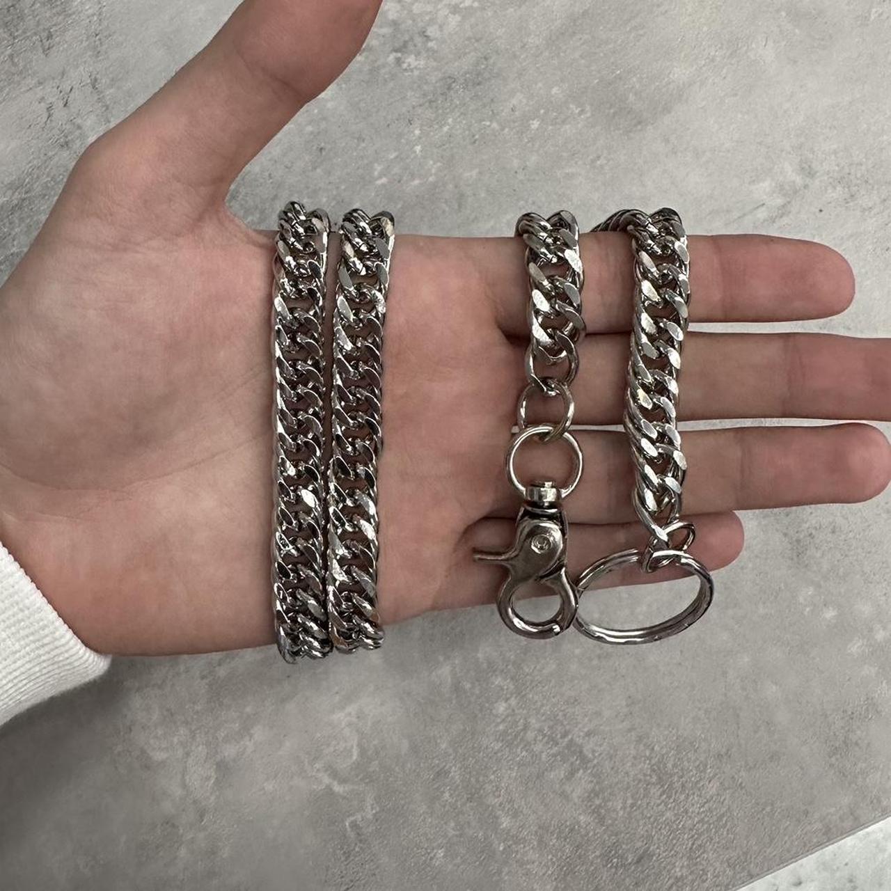 y2k style metal grunge wallet chain accessory for... - Depop