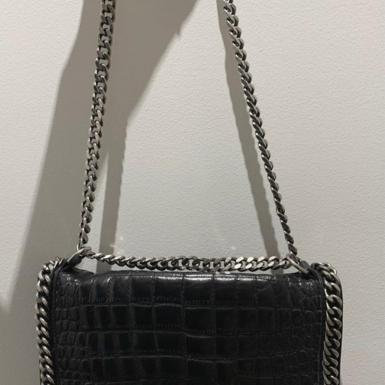 ZARA BLACK CROCODILE SILVER CHAIN CROSSBODY SHOULDER... - Depop