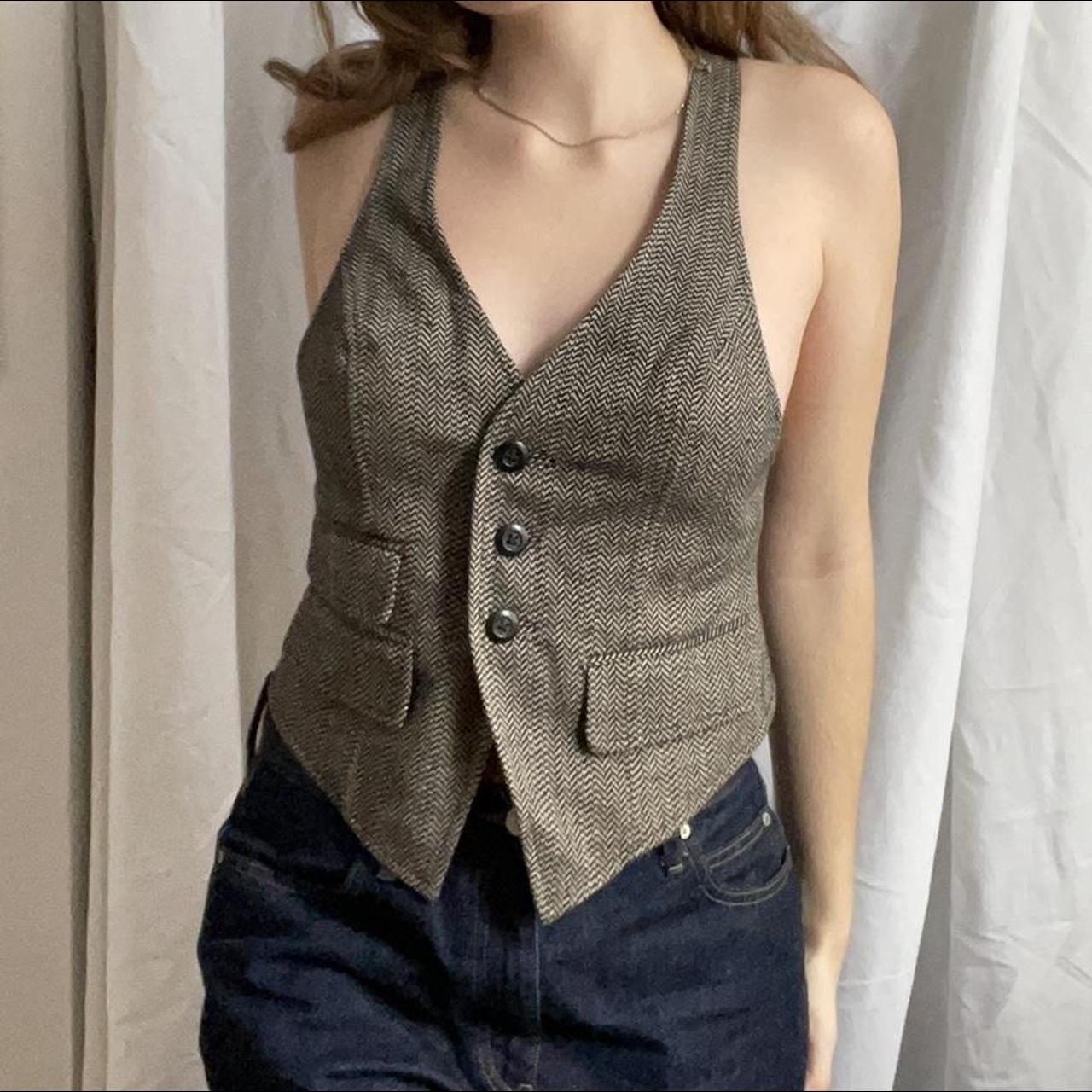 Y2k vest top. Super cute vest with adjustable tie... - Depop