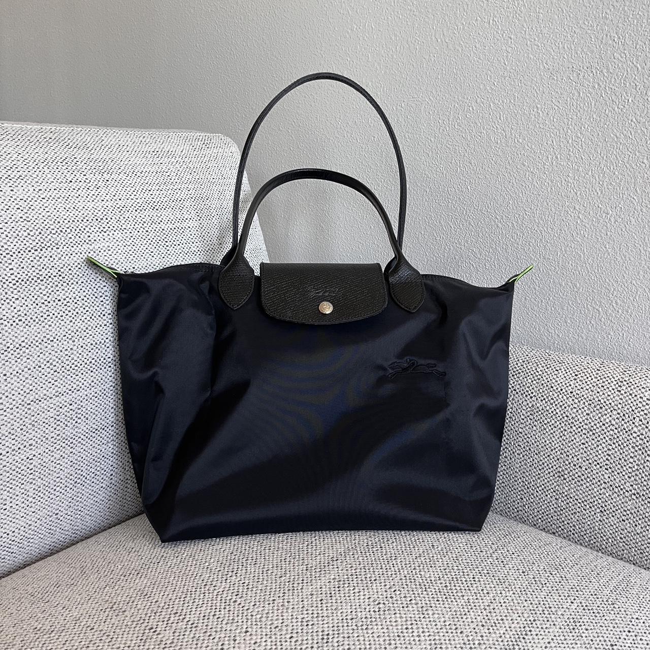 Longchamp black le pliage medium (long handle)... - Depop