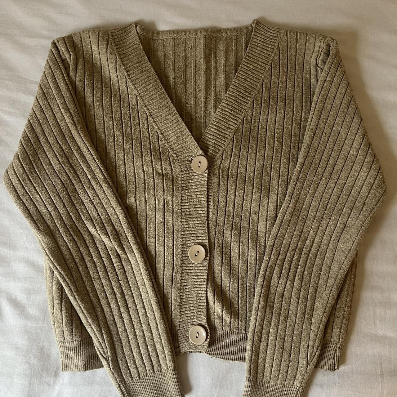 Beige tan cropped cardigan - size XS/uk 6 - cropped... | Depop