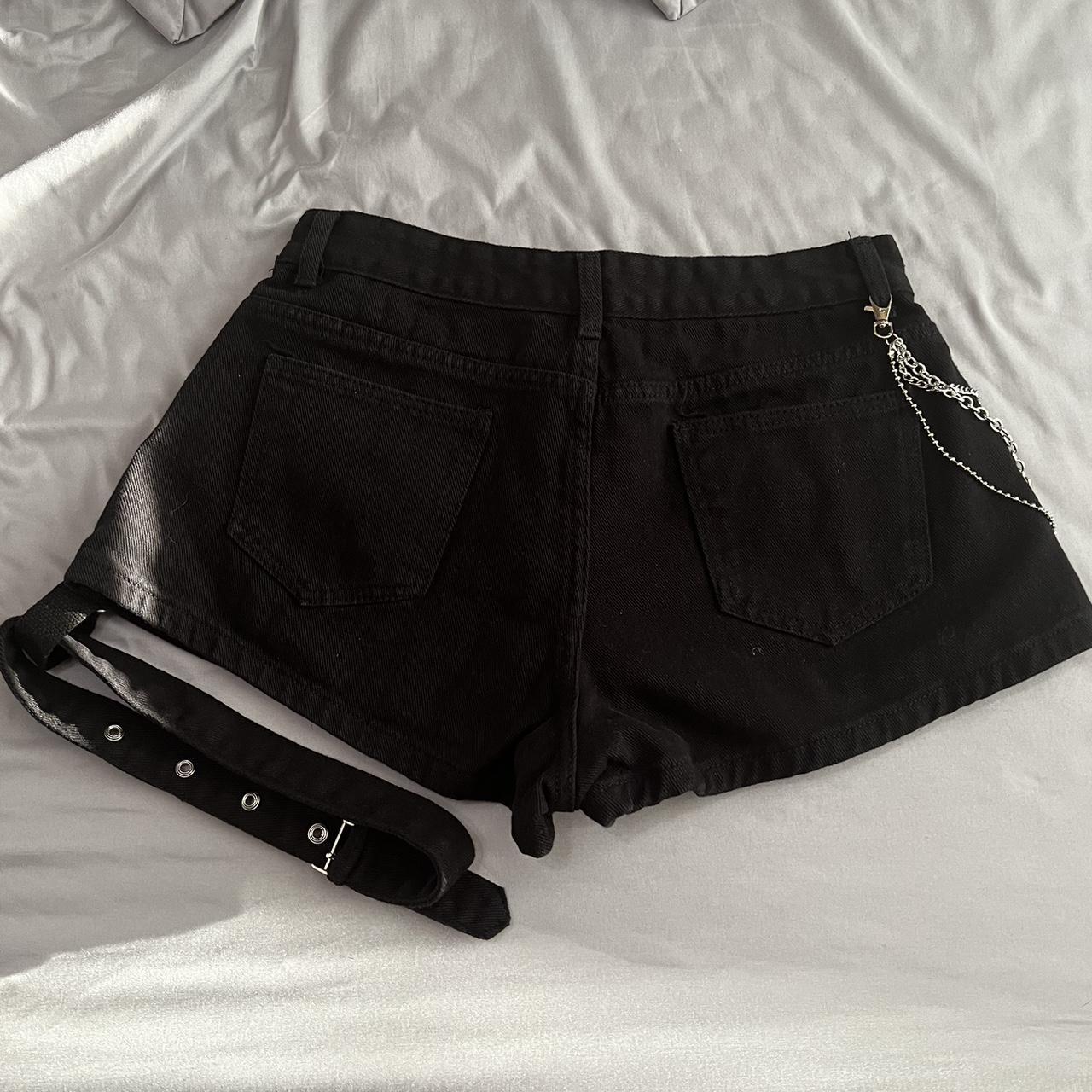 Size large black high rise shorts w/ leg strap &... - Depop