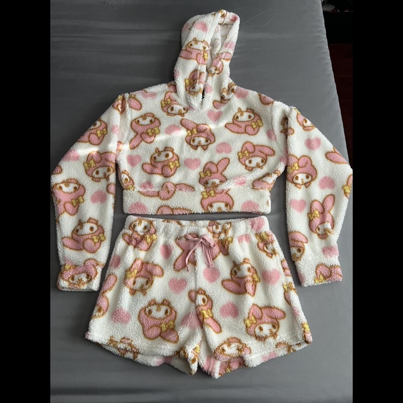 My Melody Pajama Set 🖤 so cute and fluffy cropped My... - Depop