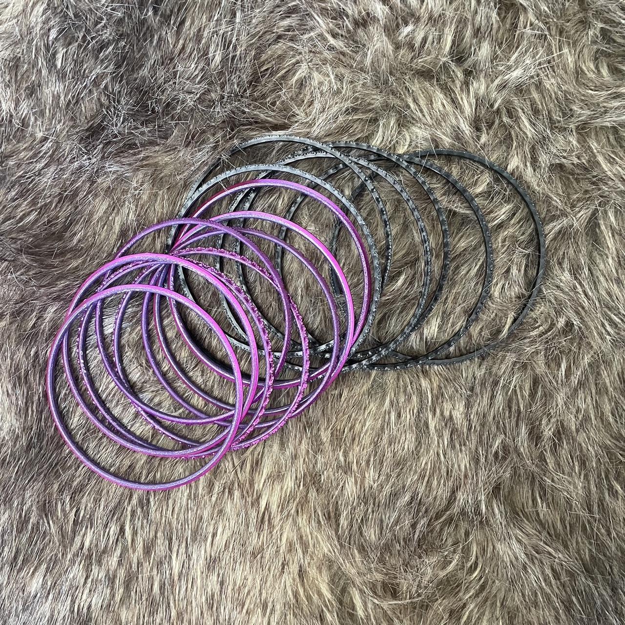 Y2K BANGLES ~purple and silver/black bangles so... - Depop