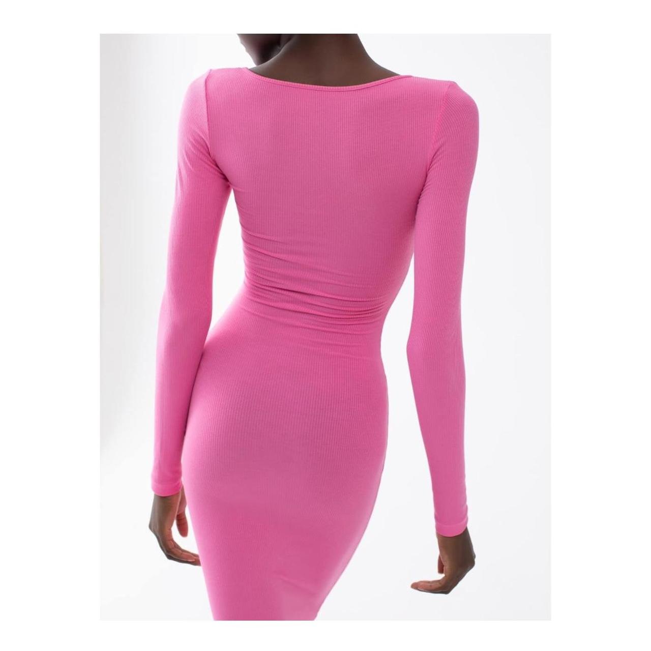Maxi pink ribbed long sleeve dress - Depop