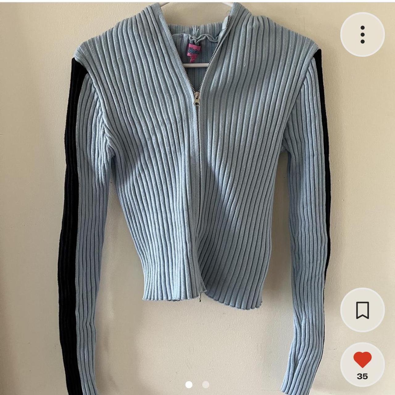 edikted blue zip-up hooded sweater worn once!... - Depop