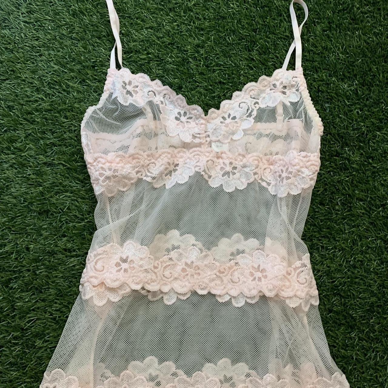 really cute pink see through dress 🌸🎀 has a vintage... - Depop