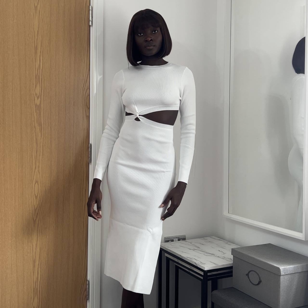 Meshki front twist knit midi dress - Depop