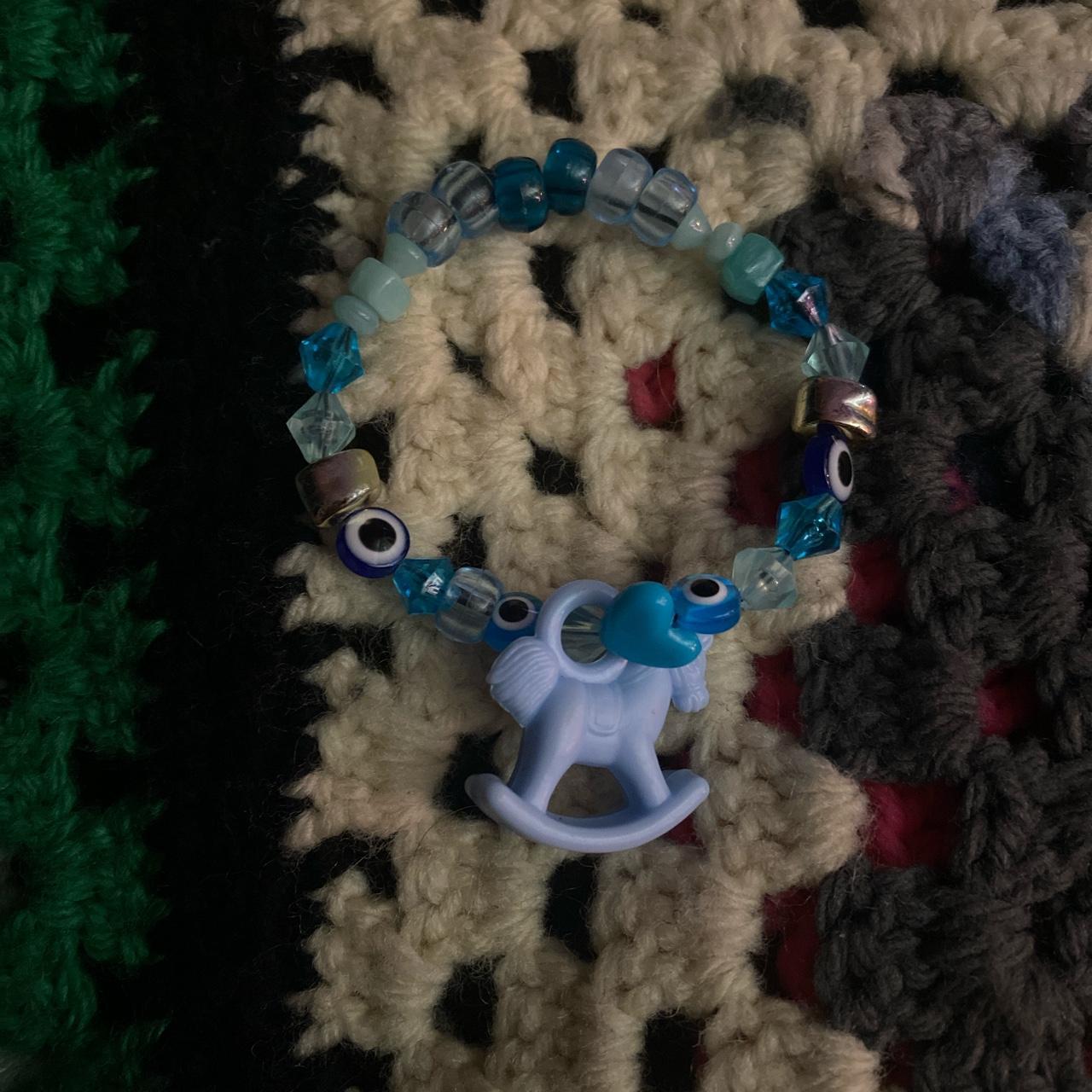 Evil eye rocking horse handmade bracelet 🧿💙 - Depop