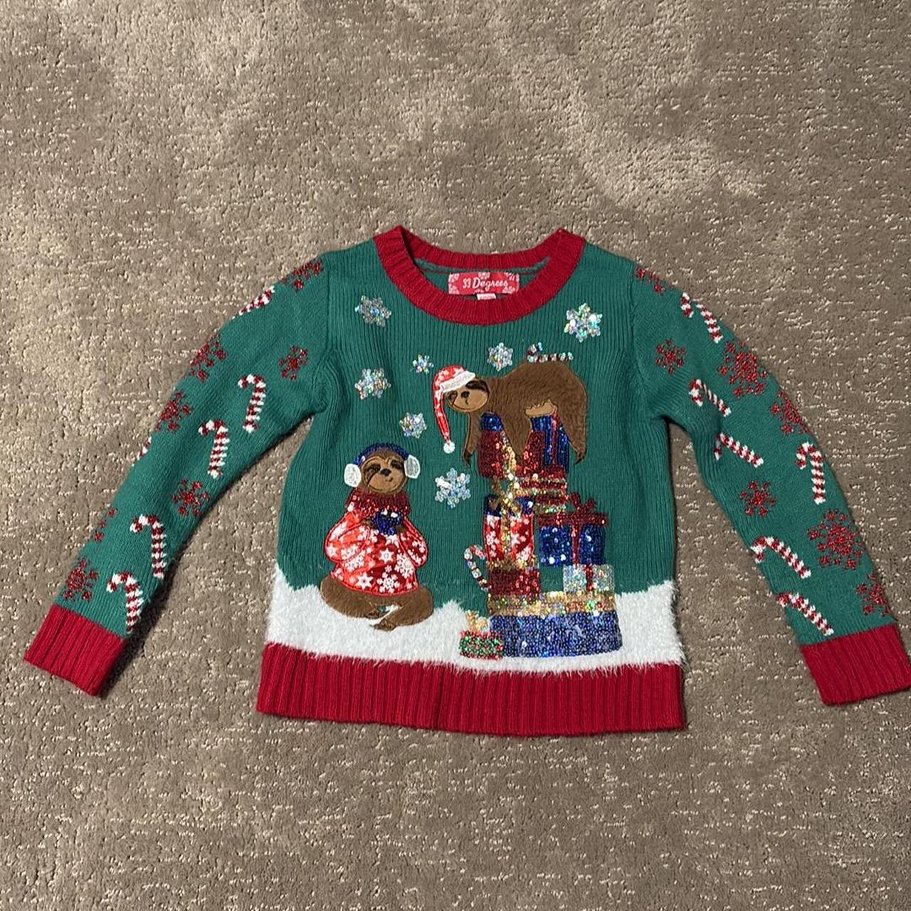 33 Degrees (Size 6/6x) Christmas Sloth Sweater... | Depop