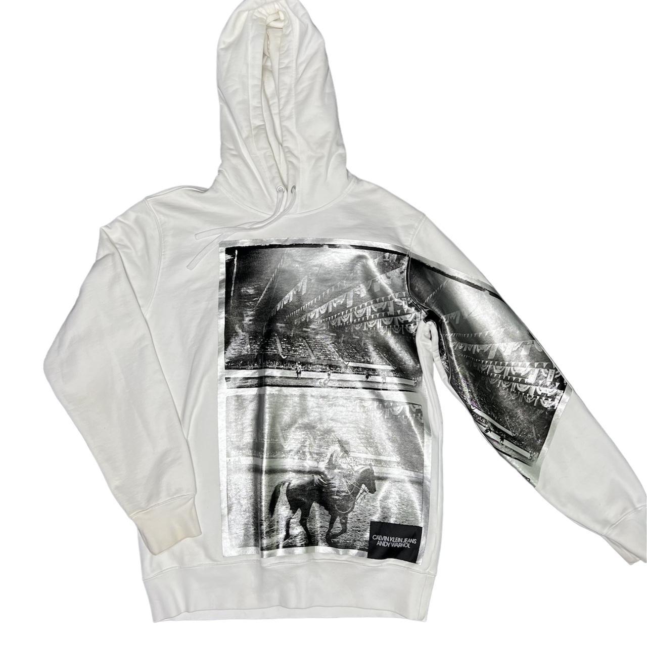 Calvin Klein Jeans Men's White Hoodie | Depop